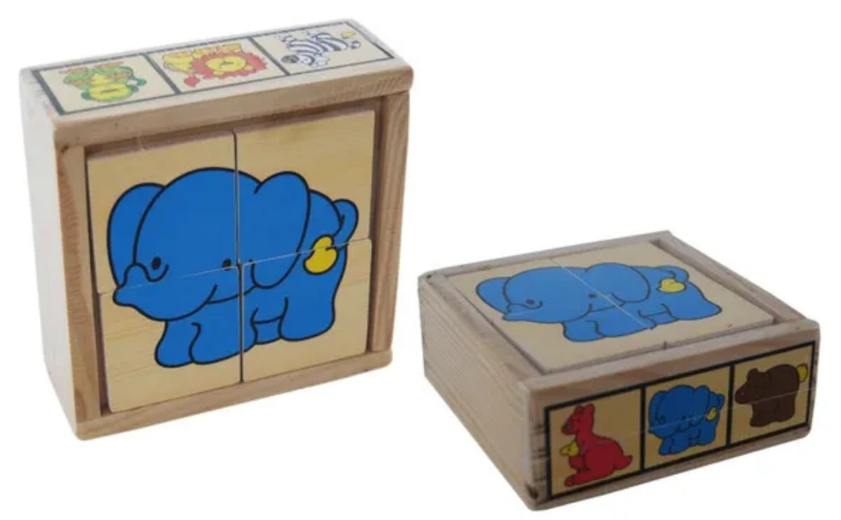 Wooden Zoo Cube Puzzle in a box – Little Online Shop