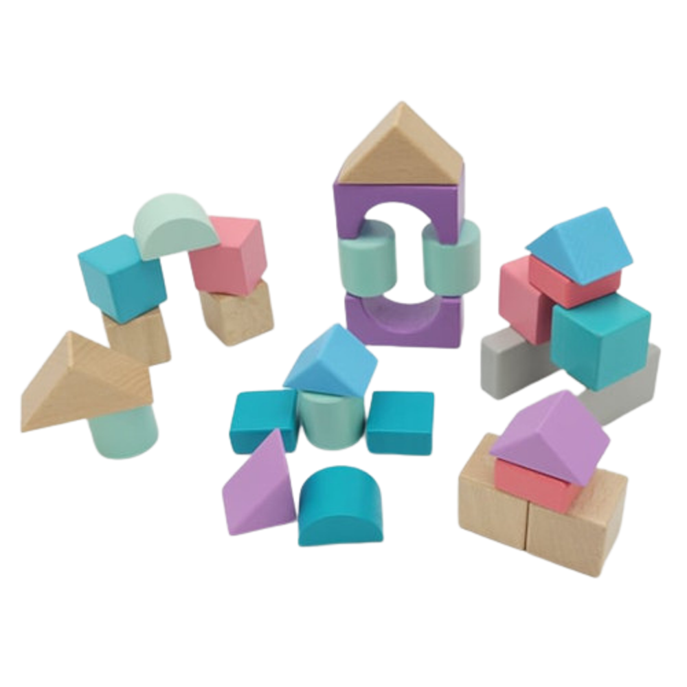 28 pcs Coloured Wooden Building Blocks – Little Online Shop