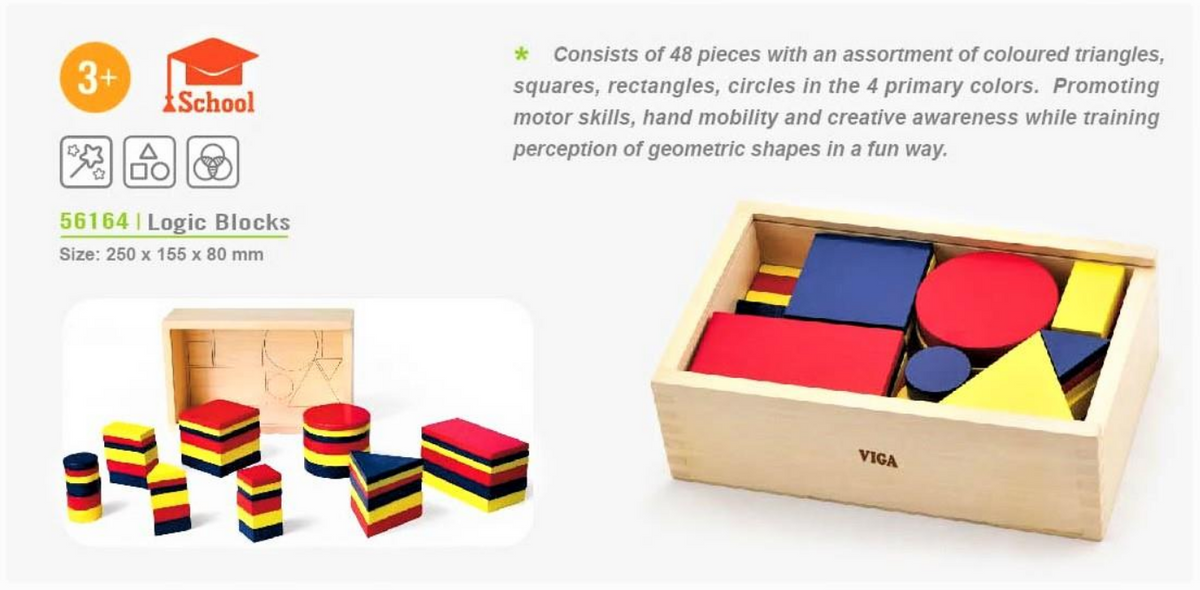 Viga - 48 Pcs Wooden Logic Blocks in box – Little Online Shop